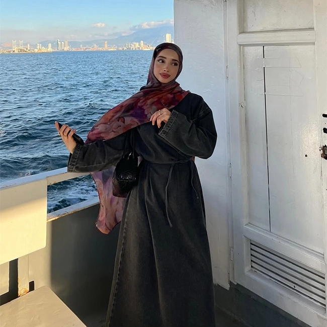 YAKA DETAYLI DENİM ELBİSE ANTRASİT | Manuka